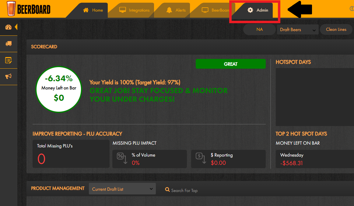 Admin Tab 
